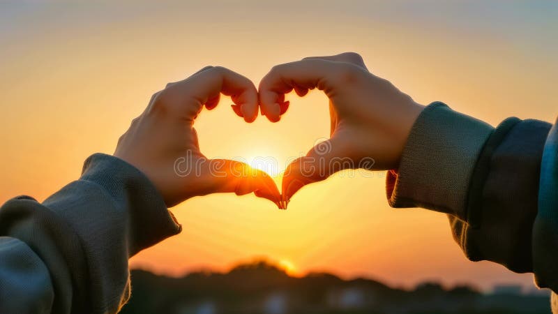 Hands Forming a Heart at Sunset Stock Footage - Video of couple ...