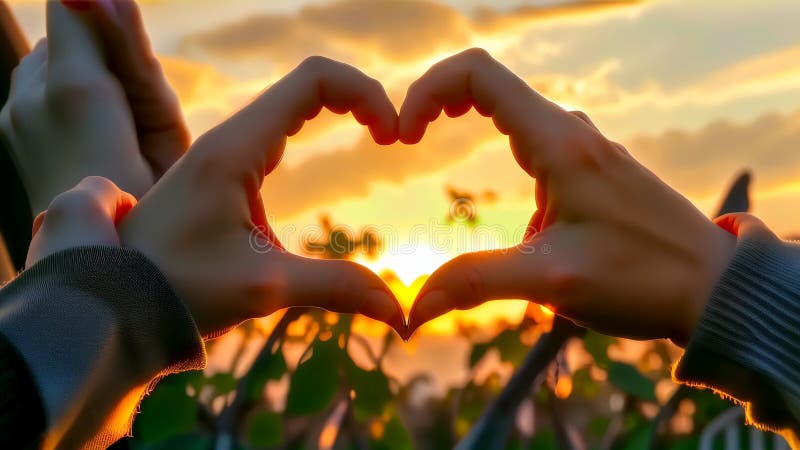 Hands Forming a Heart at Sunset Stock Video - Video of moment, colors ...