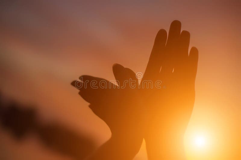 Hands Forming a Shape with Sunset Silhouette Stock Photo - Image of ...