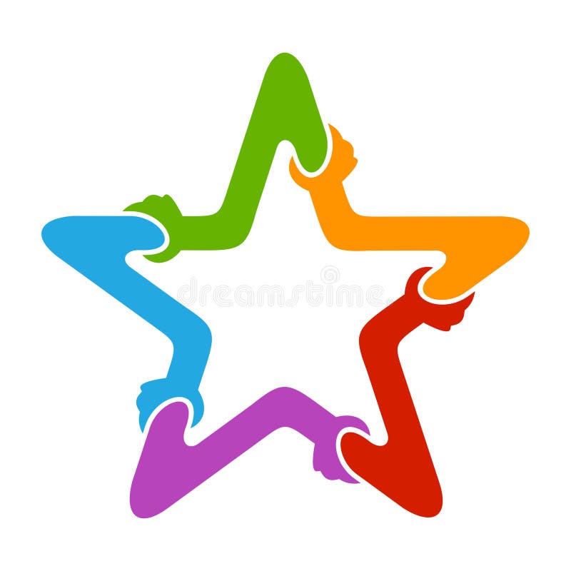 Hands Forming a Star Vector Logo Design Stock Vector - Illustration of ...