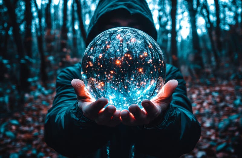 In the Hands of a Fortune Teller, a Glowing Crystal Ball Exposes a ...