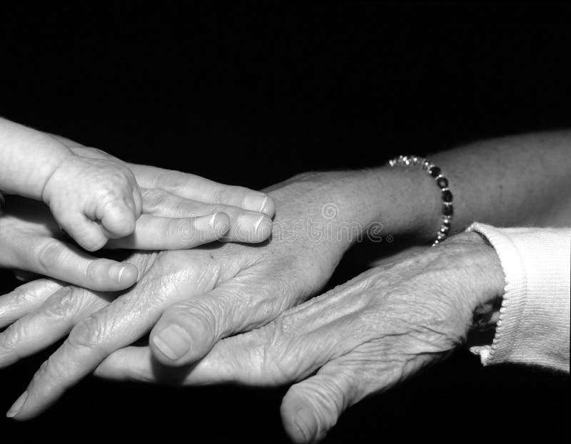 Hands of four generations stock photo. Image of innocent - 2461134