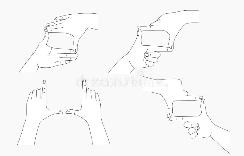Hands in Frame Gesture Editable Stroke Stock Vector - Illustration of ...