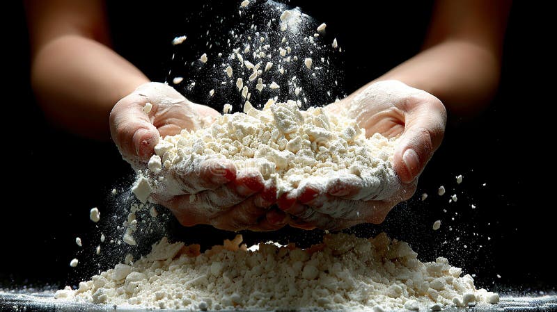 Hands on Fresh Dough Chinese Style Flying Flour Stock Photo - Image of ...