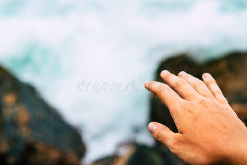 Hands in for Friendship and Saving Water and Ocean Concept Close Up ...