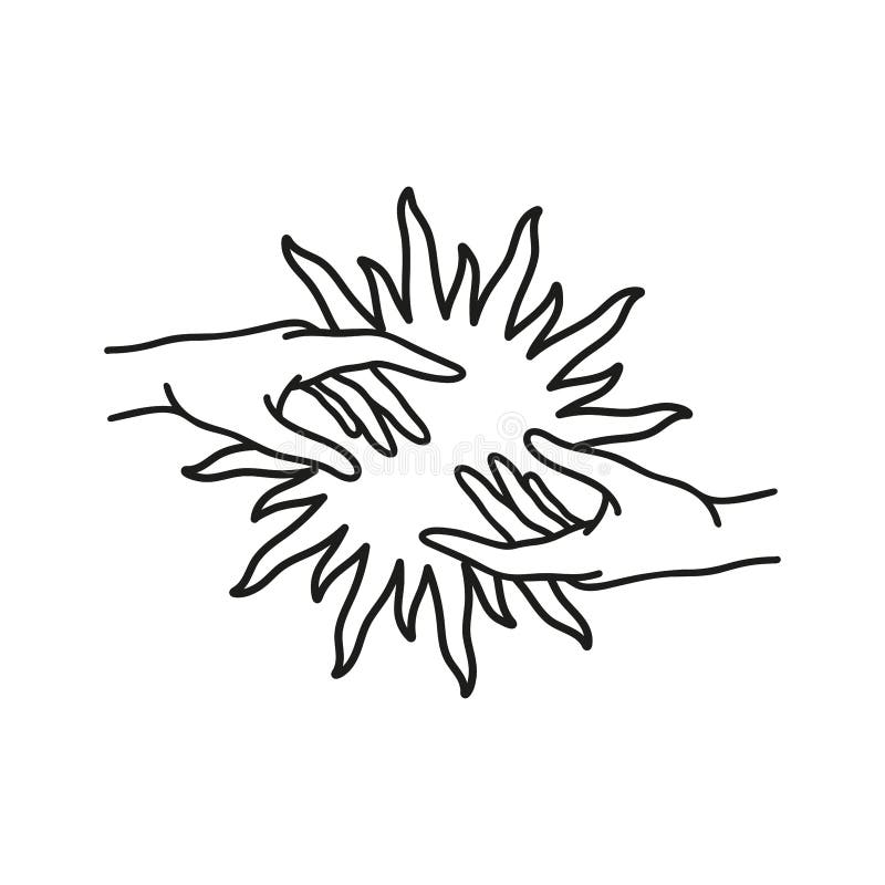 Hands in front of sun stock vector. Illustration of light - 248052246