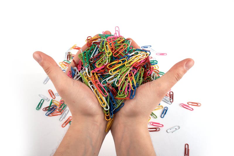 Hands Full of Paper Clips 2 Stock Photo - Image of colour, colourful ...