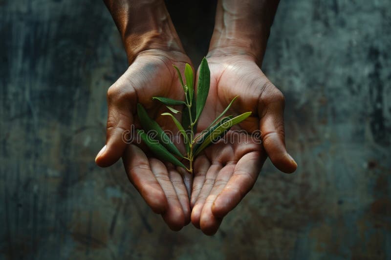Hands Gently Holding Olive Branches, Concept of Peace, Nature, Offering ...