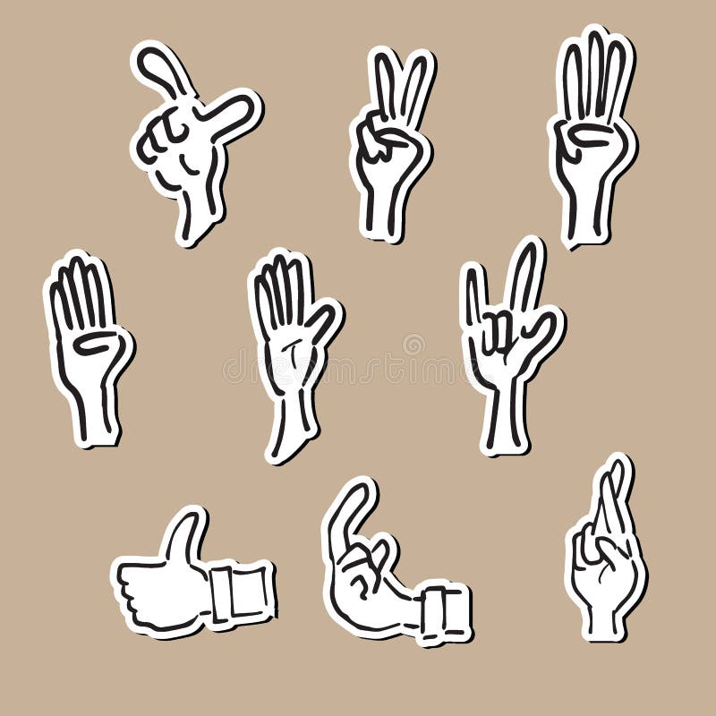 Hands and Gesture Drawing Icons Paper Cut Stock Vector - Illustration ...