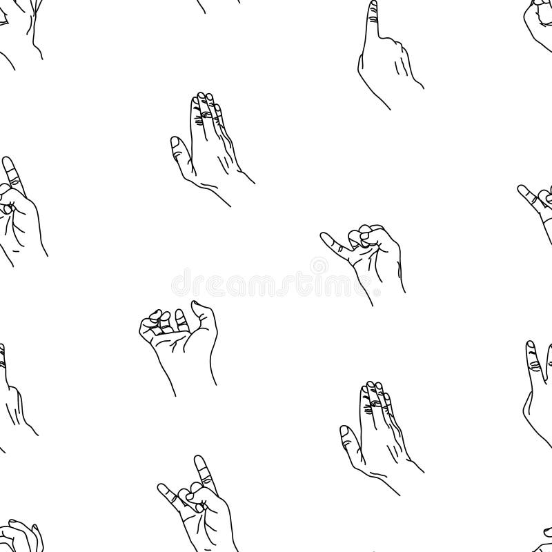 Hands Gesture Seamless Background. Stock Vector - Illustration of ...