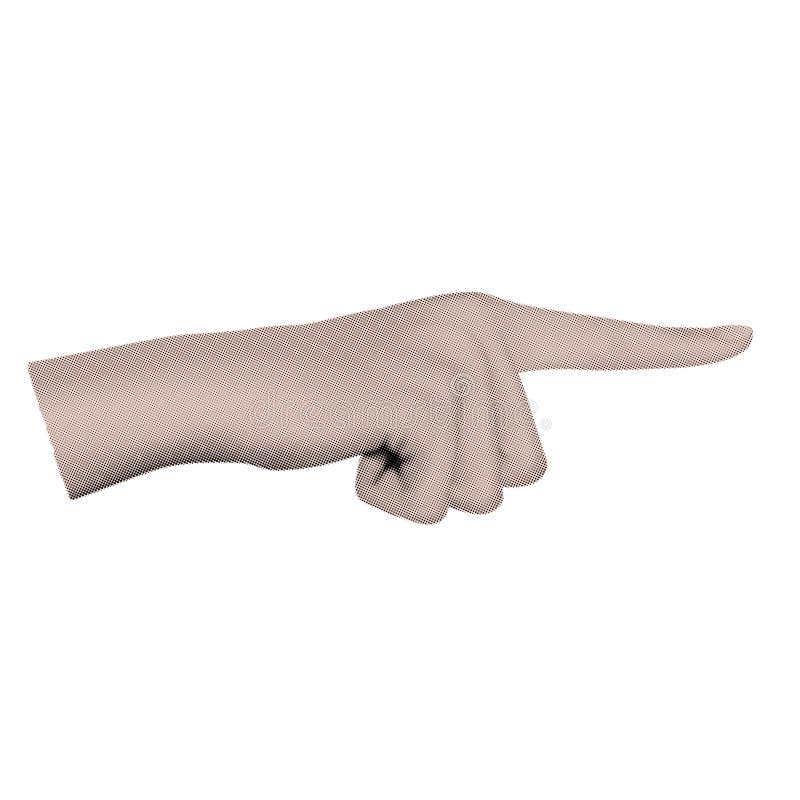 Hands Gestures. Finger Pointing. Vintage Halftone Collage Element with ...