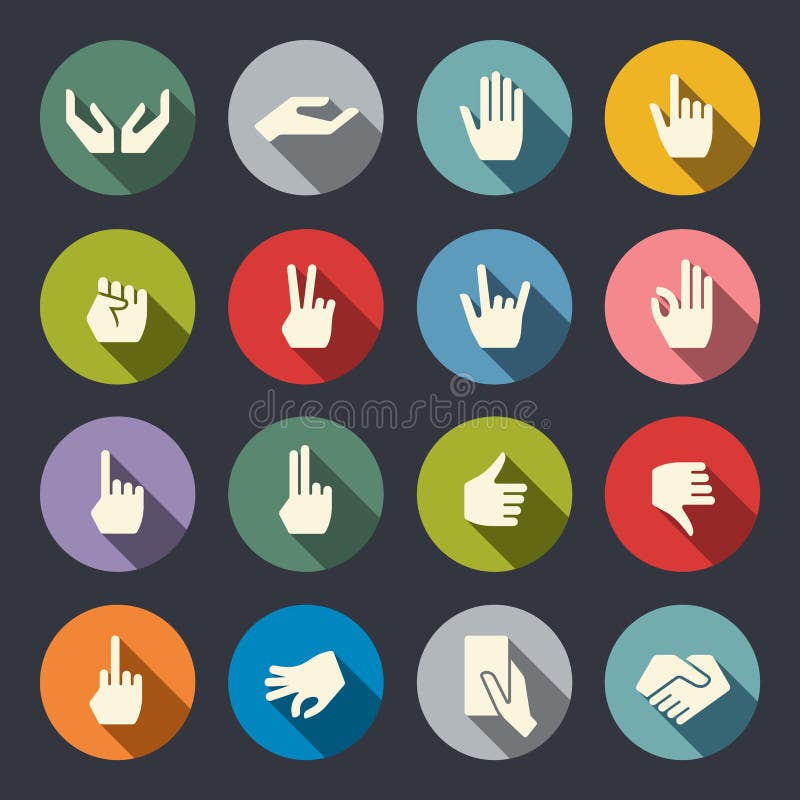 Hands Gestures Icon Set. Vector Illustration Stock Illustration ...