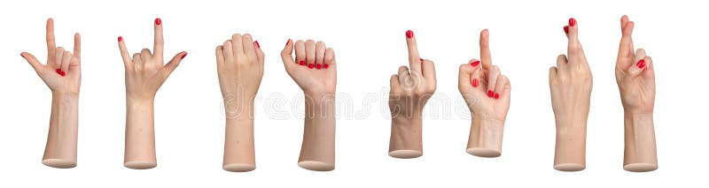Bad Gestures Set. Middle Finger Showing Rude Sign, Crossed of Liar, Set ...
