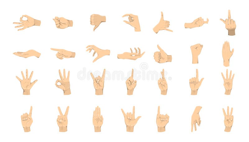 Hands gestures set. stock vector. Illustration of hold - 91065277
