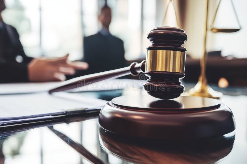 Hands Gesturing Over Documents with Gavel and Scales in Professional ...