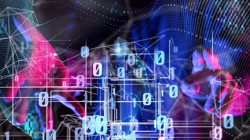 Hands Getting through the Digital Network - Virtual Technology Concept ...