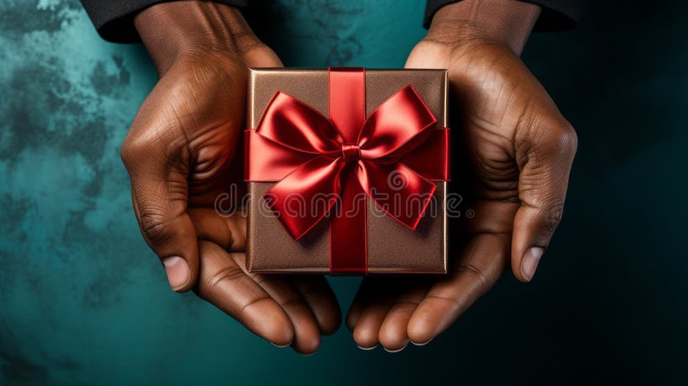 Hands with gift box stock illustration. Illustration of present - 293993132