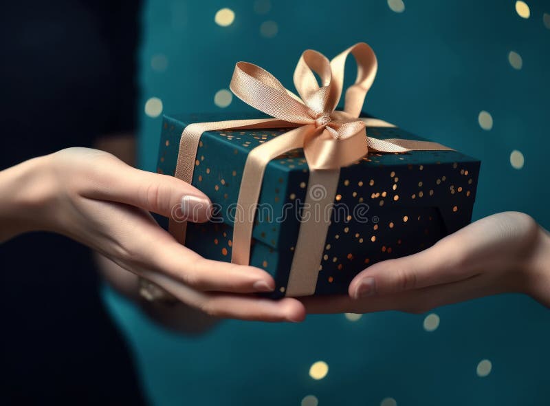 Hands with Gift Box. Illustration AI Generative Stock Illustration ...