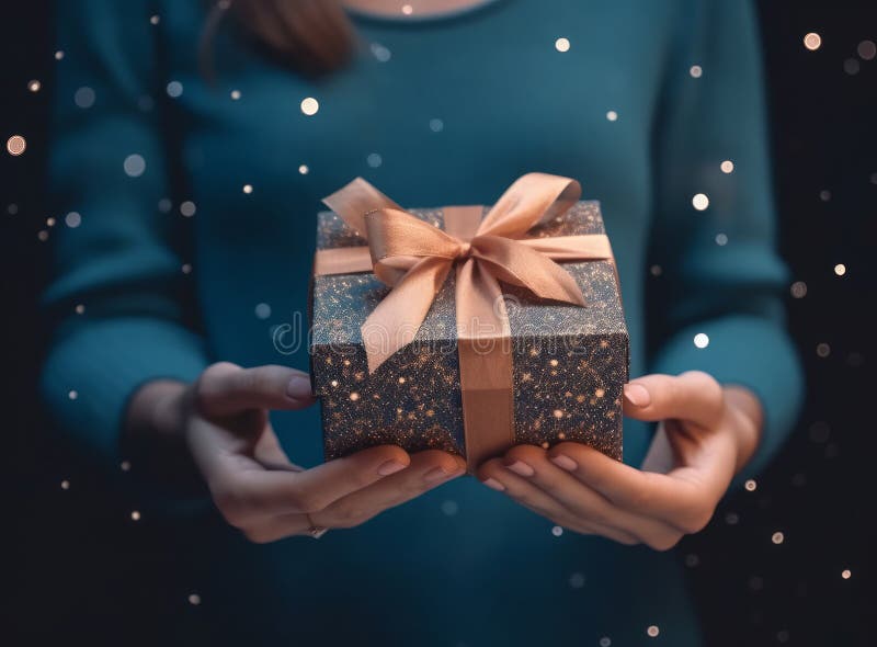 Hands with Gift Box. Illustration AI Generative Stock Illustration ...