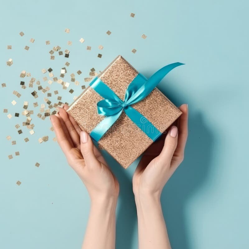 Hands with Gift Box. Illustration AI Generative Stock Illustration ...