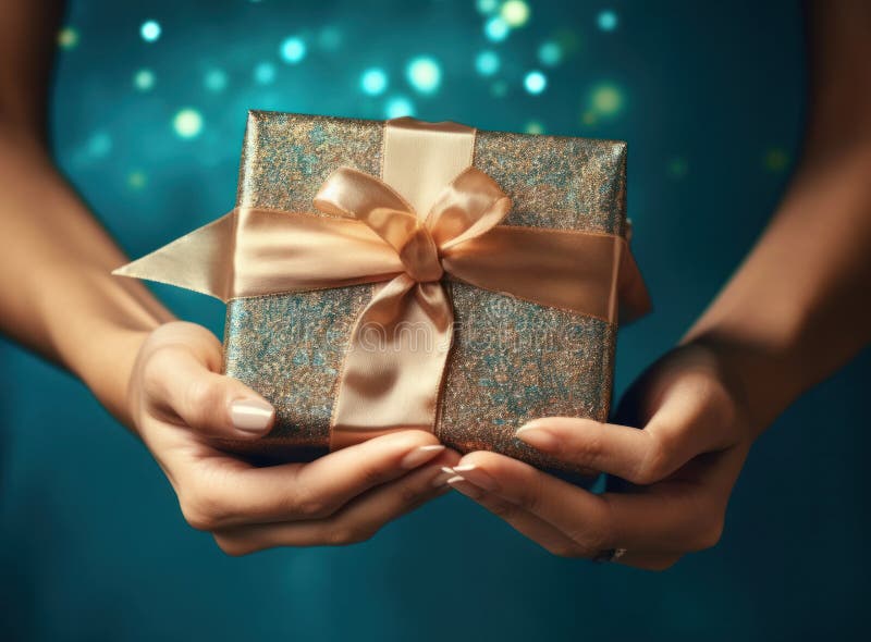 Hands with Gift Box. Illustration AI Generative Stock Illustration ...
