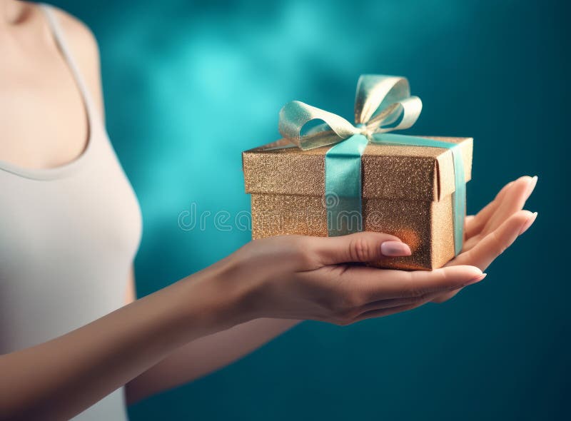 Hands with Gift Box. Illustration AI Generative Stock Illustration ...