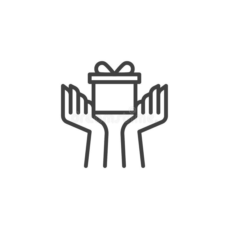 Gift Box in Hands Outline Icon Stock Vector - Illustration of icon ...
