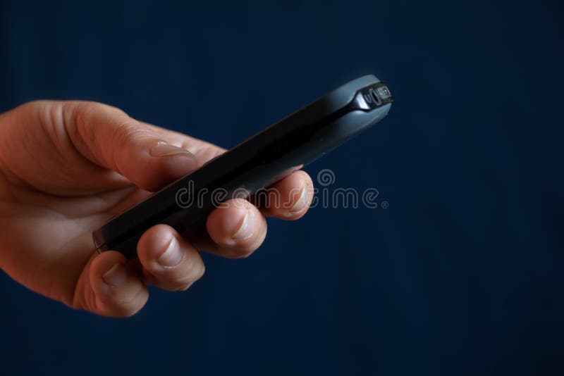 In the Hands of a Girl Push-button Old Mobile Phone Close-up Stock ...