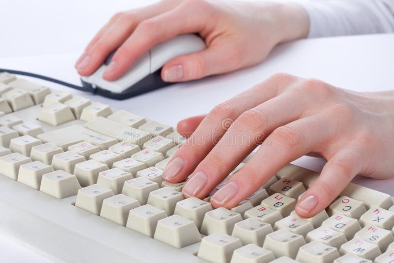 Hands of Girl Typing Text on Keyboard Stock Image - Image of business ...