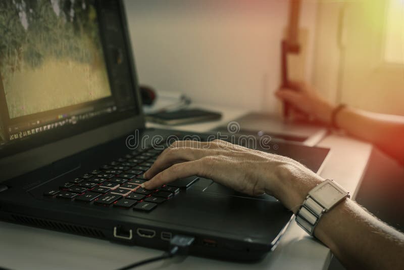 Hands of Girl Working with Computer Stock Photo - Image of notebook ...