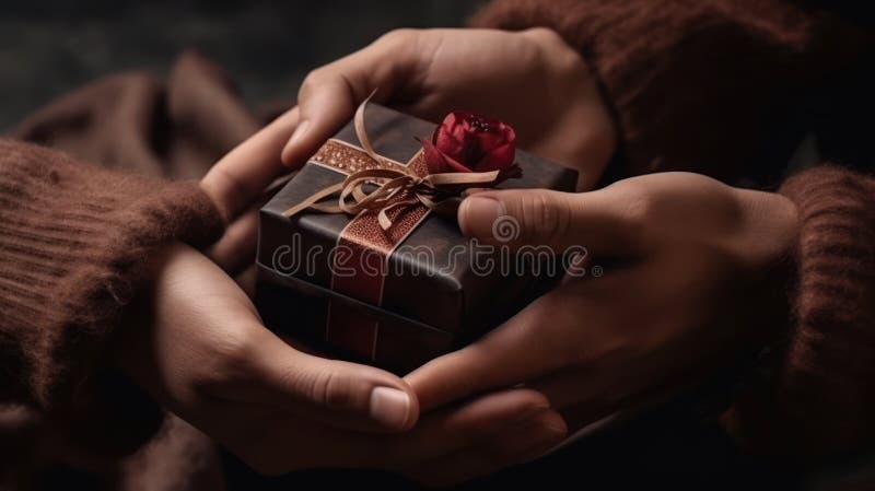 Hands Give a Gift Box Generative Ai Stock Illustration - Illustration ...