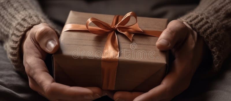 Hands Give a Gift Box Generative Ai Stock Illustration - Illustration ...