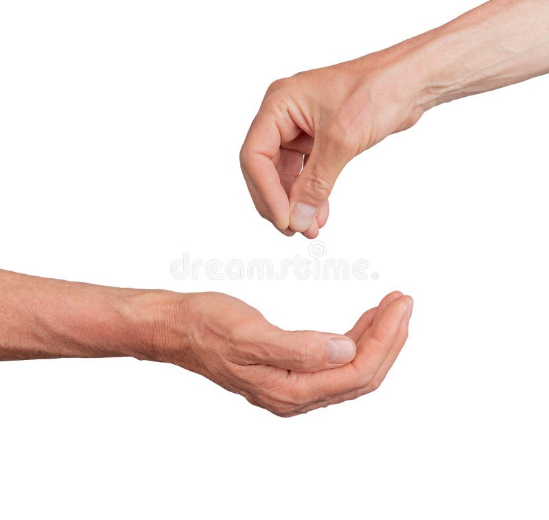 Hands Giving, and Cup-shaped Palm Taking and Begging Isolated on White ...