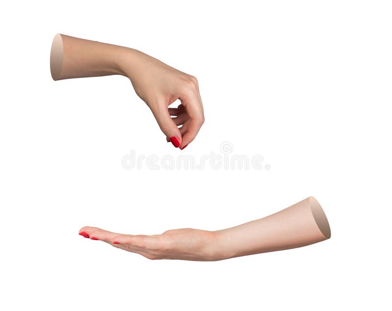 Hands Giving, and Cupped Palm Taking, Getting and Begging Isolated on ...