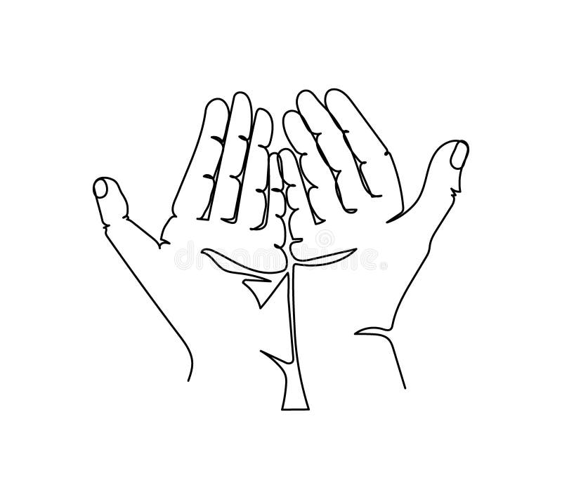 Hands Giving Gesture One Line Art. Continuous Line Drawing of Gesture ...