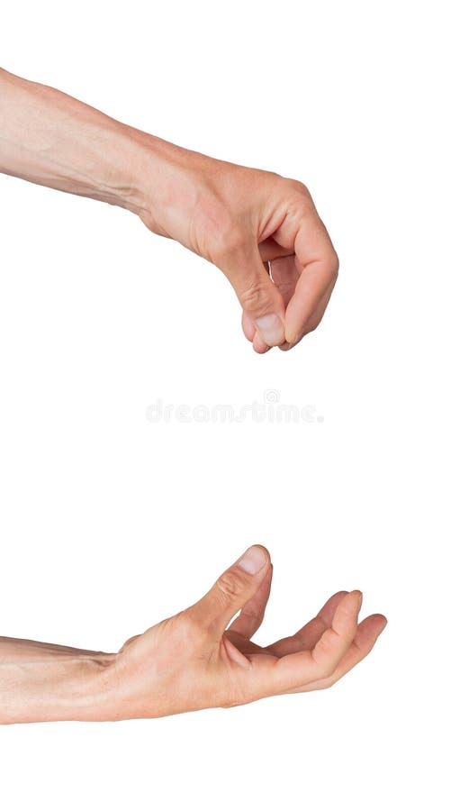 Hands Giving, and Palm Taking and Getting Isolated on White Background ...