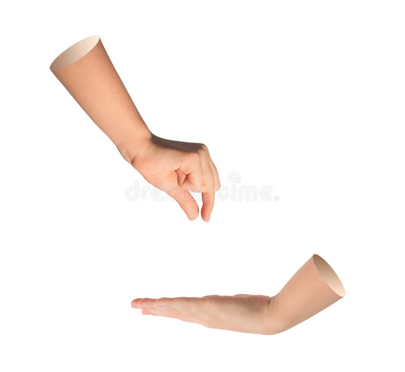 Hands Giving, and Palm Taking and Getting Isolated on White Background ...