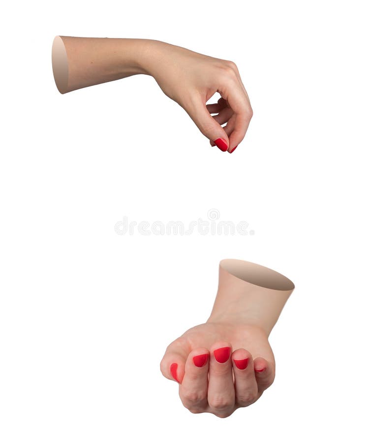 Hands Giving, and Palm Taking, Getting Isolated on White Background ...