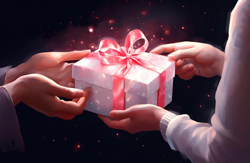 Hands Giving and Receiving a Present Stock Photo - Image of black ...