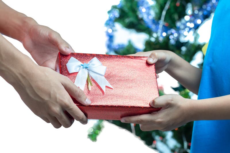 Hands Giving and Receiving a Present Stock Image - Image of surprise ...
