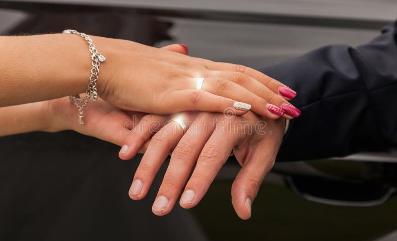 Hands with Glittering Wedding Rings Stock Photo - Image of feelings ...