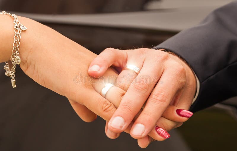 Hands with Glittering Wedding Rings Stock Image - Image of blossom ...