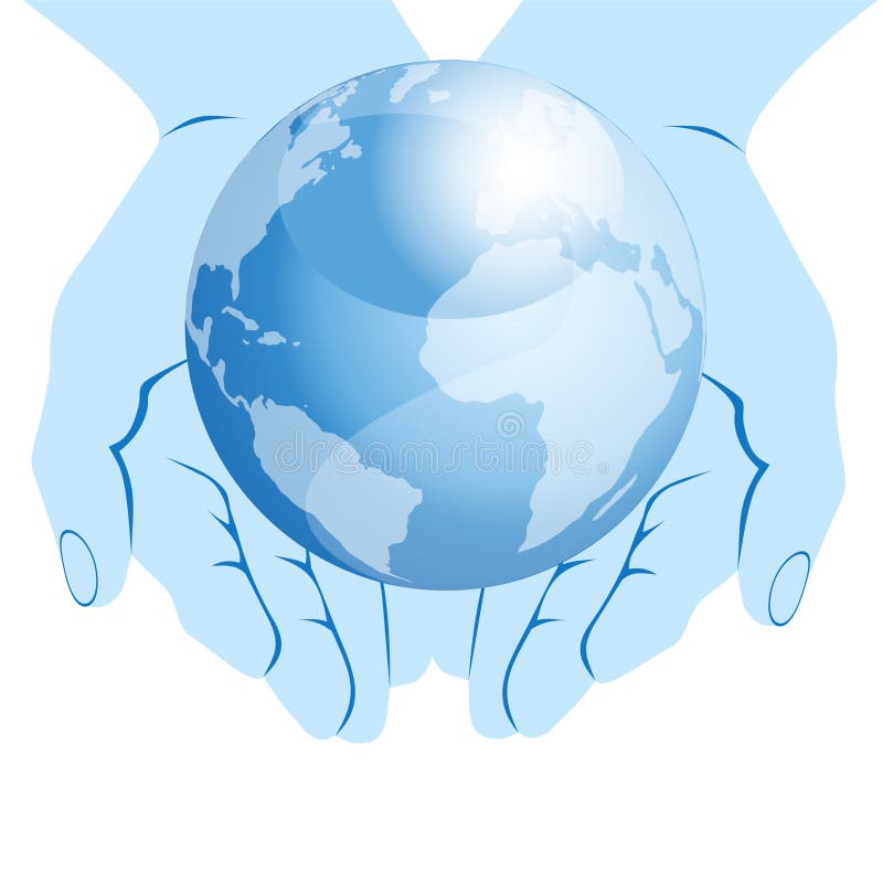 Hands with globus stock illustration. Illustration of hand - 34429877
