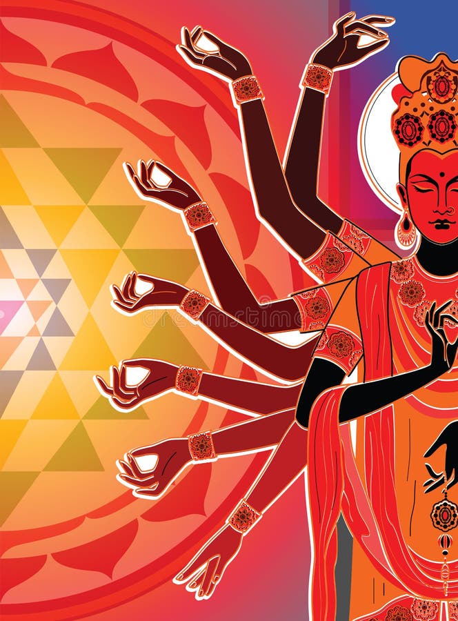 Indian Goddess Durga stock vector. Illustration of protectress - 46693238