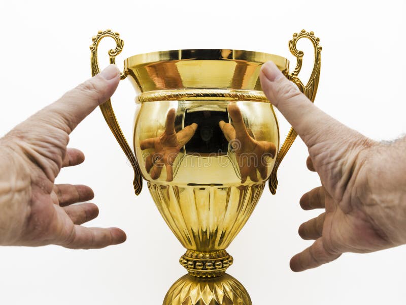 Hands Going To Hold a Gold Cup, Winner S Trophy Stock Image - Image of ...