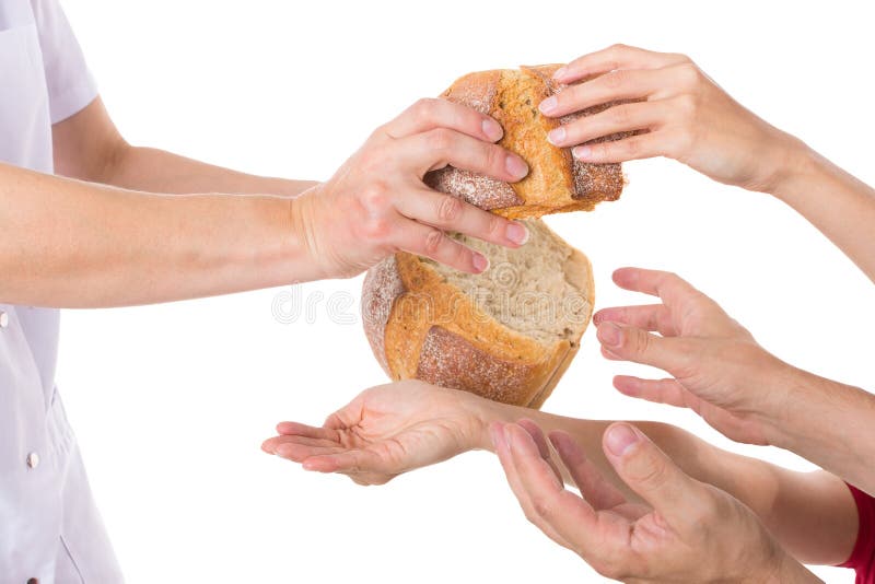 Hands grabbing for bread stock image. Image of bread - 35681363