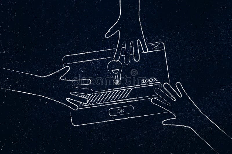 Hands Grabbing a Pop-up Message with Idea Stock Illustration ...