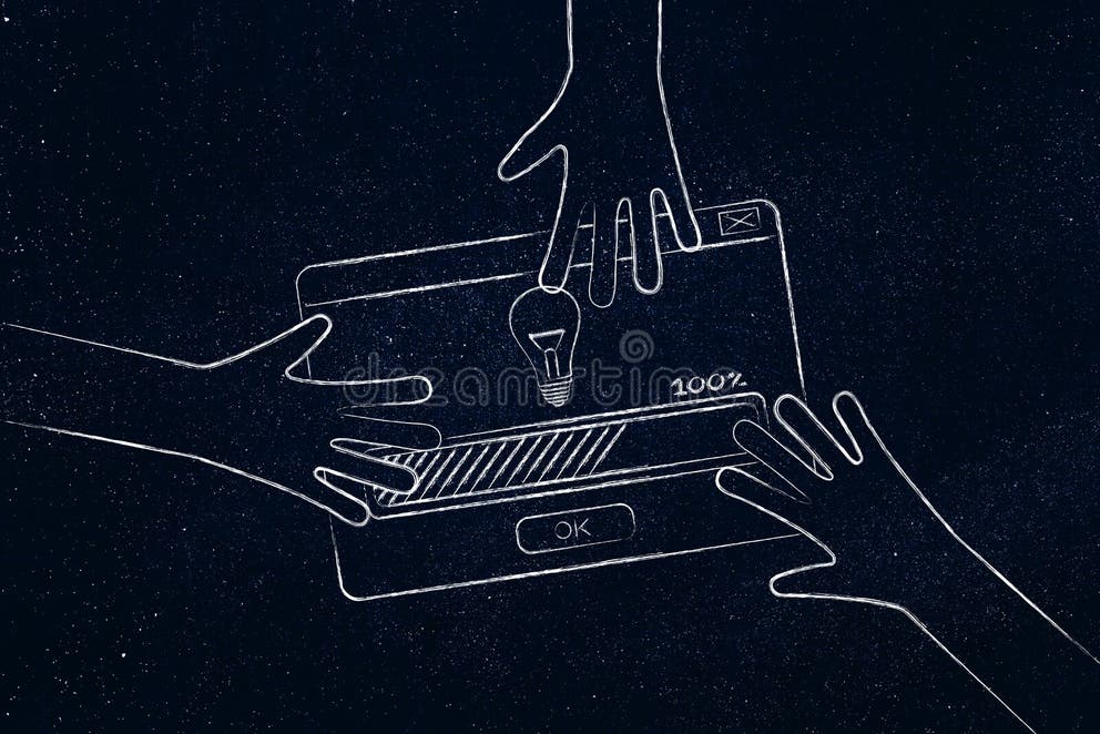 Hands Grabbing a Pop-up Message with Idea Stock Illustration ...