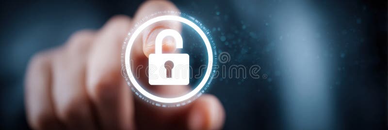 Hands Secure Digital Lock Surrounding Profile Icon with Empty Upper ...