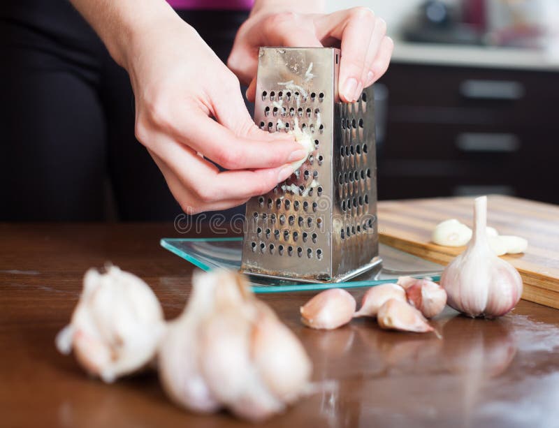 Hands Grating Garlic with Grater Stock Image - Image of ingredient ...